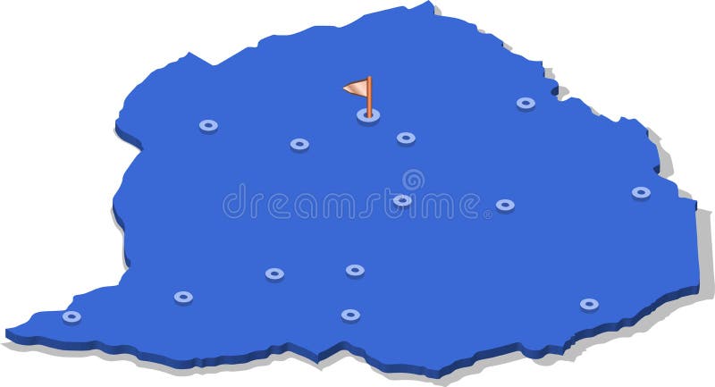 3d Isometric View Map of Zimbabwe with Blue Surface and Cities. Stock ...