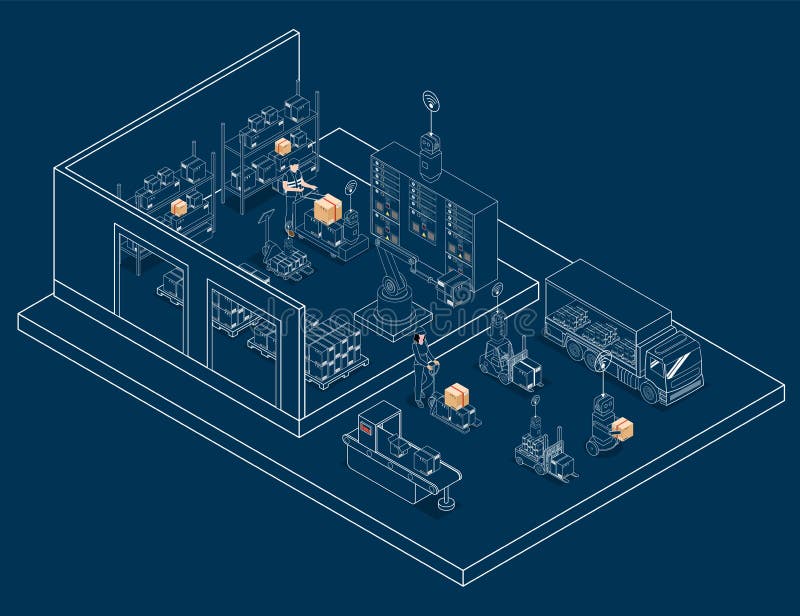 3D Isometric Warehouse Logistic Concept with Workers Loading Products ...
