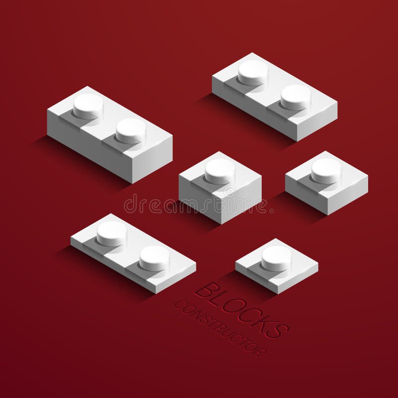 3d Isometric White Elements from Lego Building Bricks Stock Vector ...