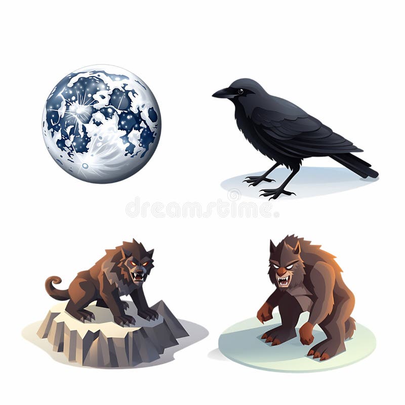 Large Werewolf Hunting Under the Full Moon Digital Art Stock ...