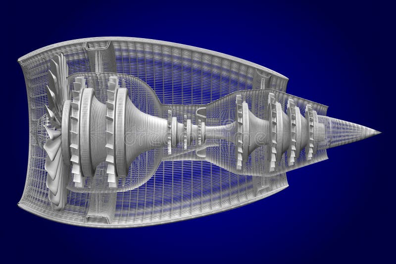 3D jet engine - side view stock illustration. Illustration of airplane ...