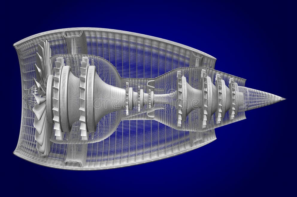 3D jet engine - side view stock illustration. Illustration of airplane ...