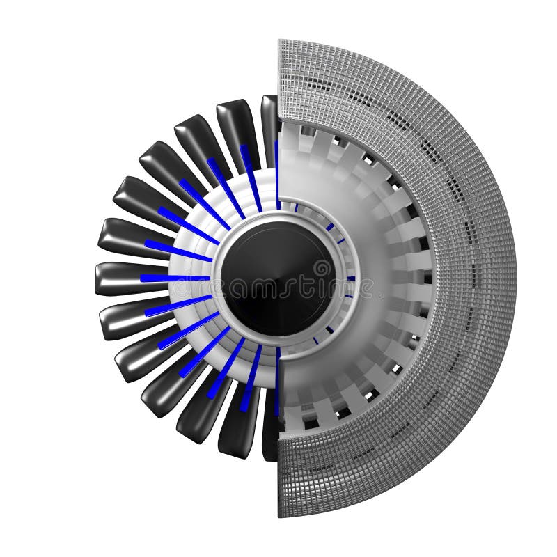 3D jet engine - back view stock illustration. Illustration of airplane ...