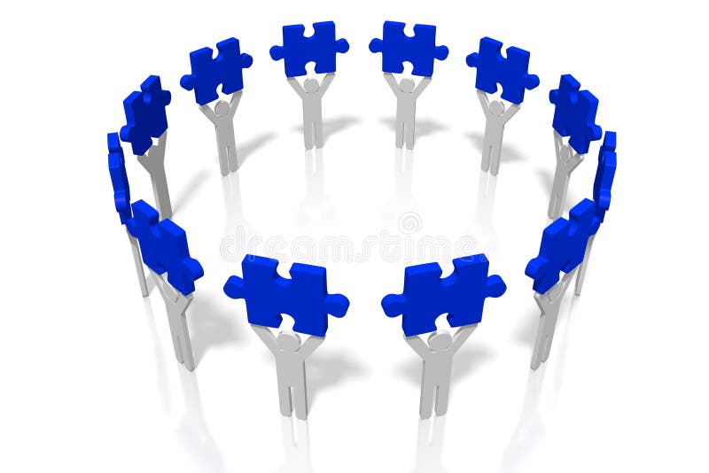 Cartoon Characters, Puzzles, Teamwork Concept - 3D Illustration Stock ...