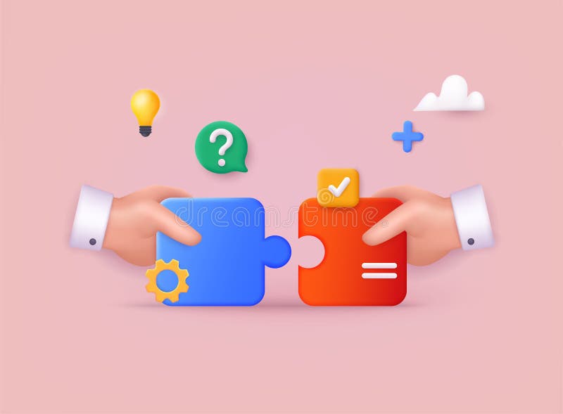 3D Jigsaw Puzzle Pieces Symbol of Teamwork. Problem-solving, Business ...