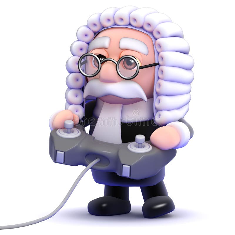 3d Judge plays a videogame stock illustration. Illustration of ...