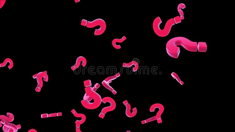 3D 4K Question Marks Falling in Slow Motion Red 4K Seamless Loop Motion ...