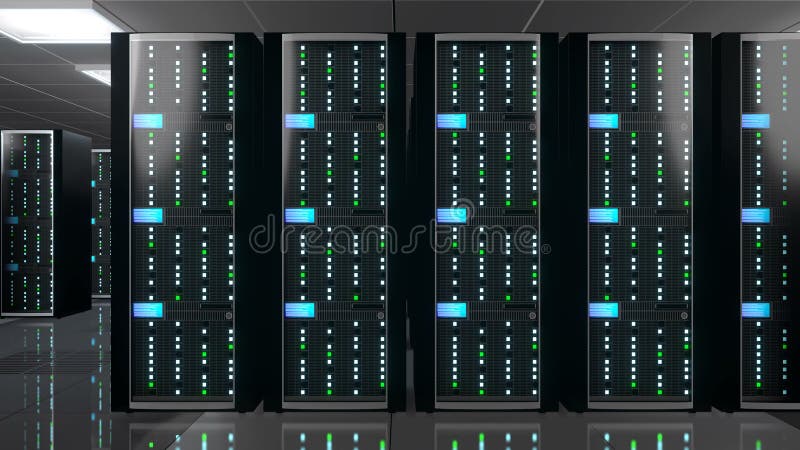 3D 4K Server Room - Data Center - Storage/ Hosting Concept. Stock ...