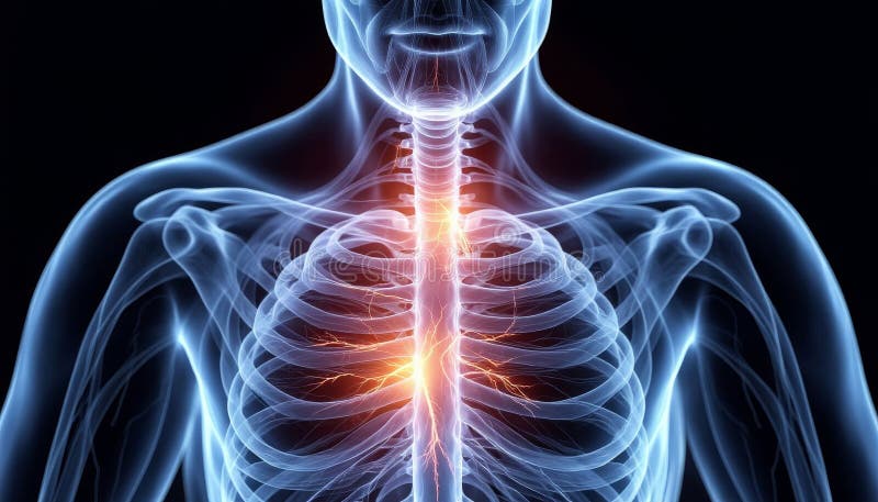 A 3D 4K Visualization of the Human Torso, Showcasing the Skeletal and ...