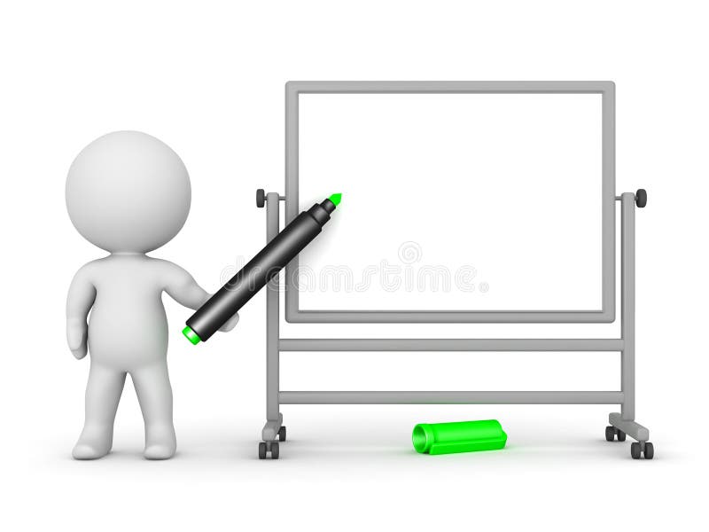 3d Karakter Dat Op Whiteboard Schrijft Stock Illustratie - Illustration ...