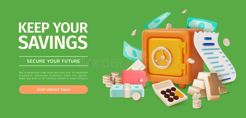 3d Keep Your Savings Secure for Future Concept Ads Banner Poster Card ...