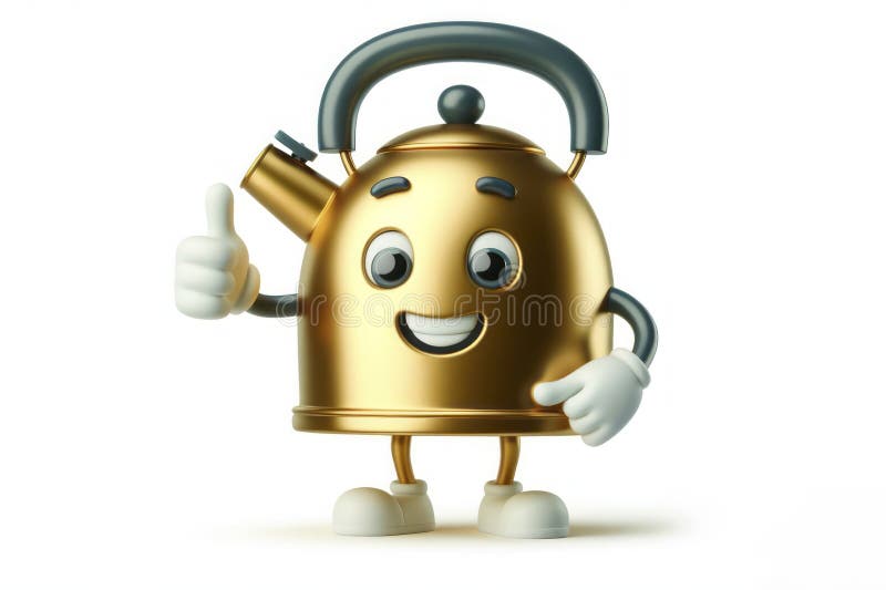 3d Kettle Character with a Smiling Face on a White Background. Ai ...