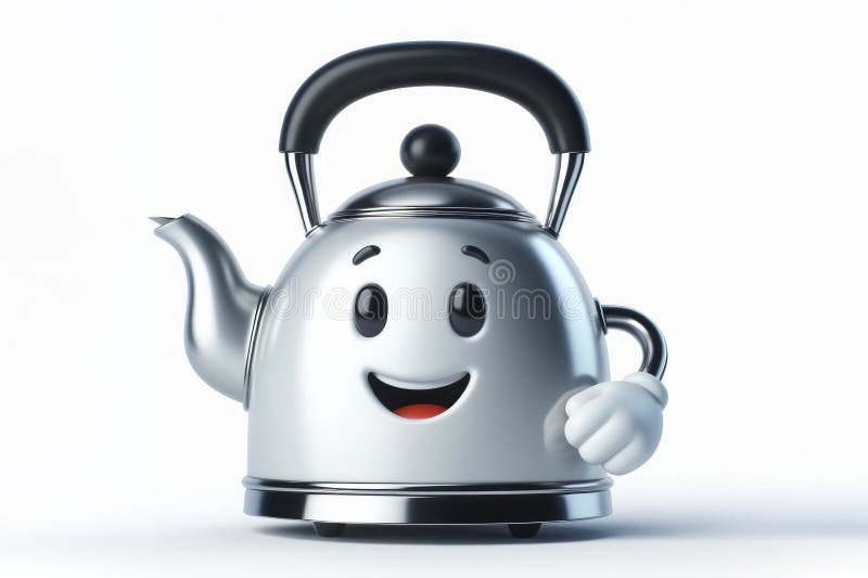 3d Kettle Character with a Smiling Face on a White Background. Ai ...