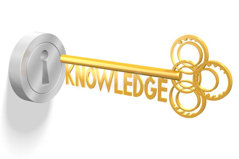 Knowledge Concept, Golden Key - 3D Illustration Stock Illustration ...