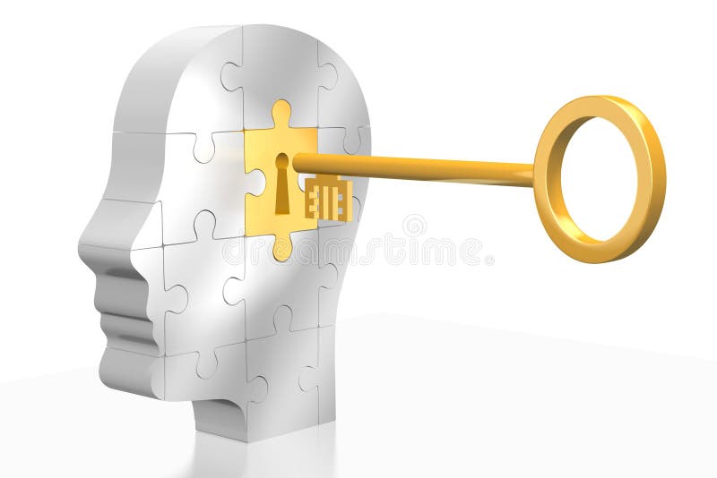 Unlocking The Puzzle Of The Mind Stock Illustration - Illustration of ...