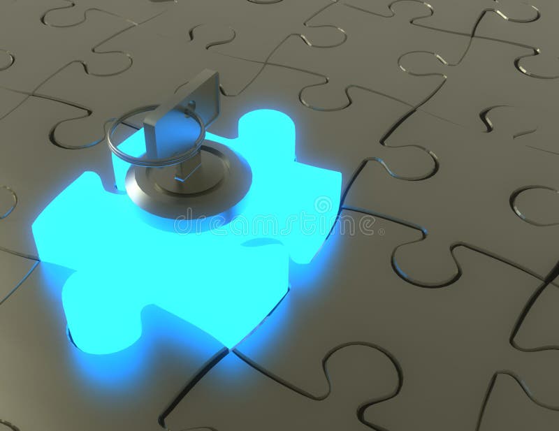 3d Key and Puzzle Pieces . Illustration Stock Illustration ...