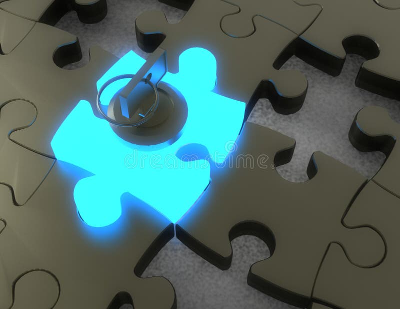 3d Key and Puzzle Pieces . Illustration Stock Illustration ...