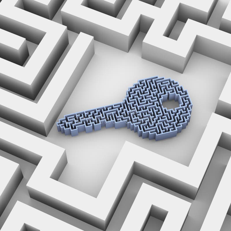 3d Key Shape Labyrinth Puzzle in Maze Stock Illustration - Illustration ...