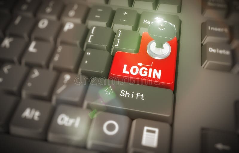 3d Keyboard - Secured Login Stock Illustration - Illustration of online ...