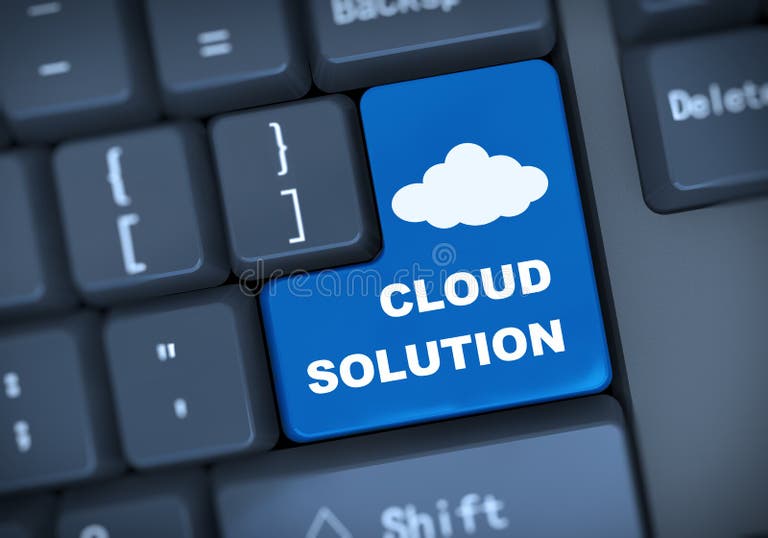 3d Keyboard Text Cloud Solution Stock Illustration - Illustration of ...