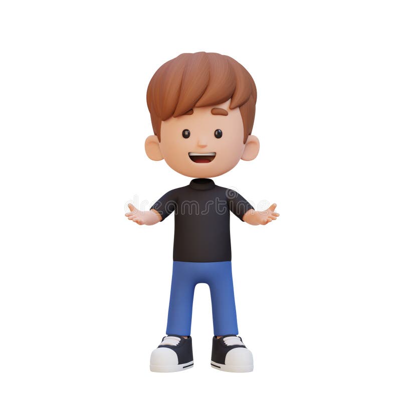 3D Kid Character in Talking and Explaining Pose Stock Photo ...