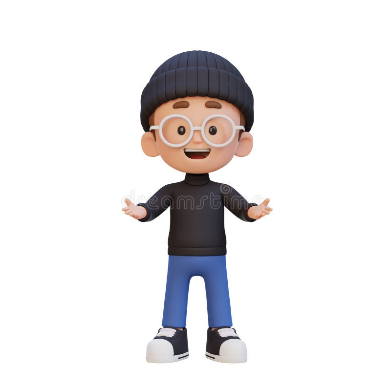 3D Kid Character in Talking and Explaining Pose Stock Image ...