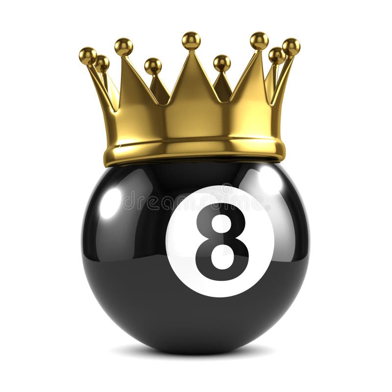 3d King 8 Ball Wears a Gold Crown Stock Illustration - Illustration of ...