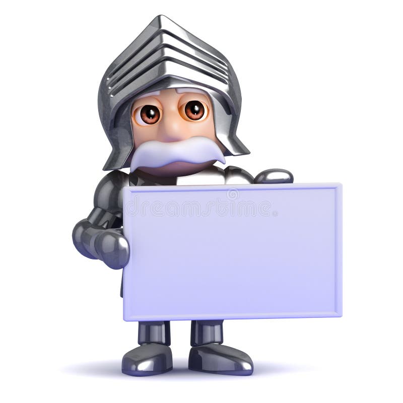 Noble Medieval Knight in Armour Holding a Gold Question Mark Symbol, 3d ...