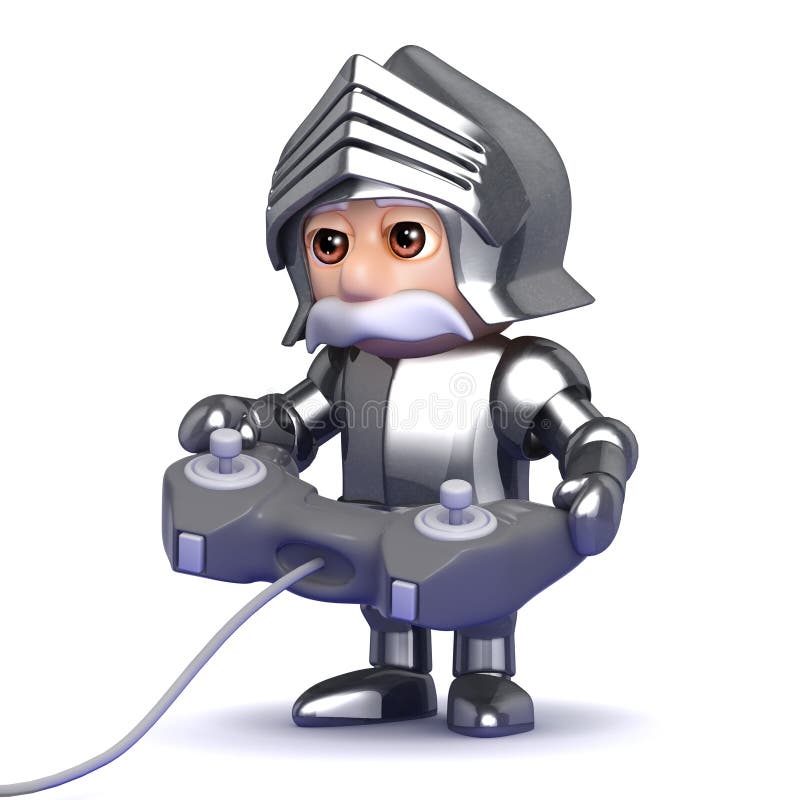 3d Knight in Armour Playing a Videogame Stock Vector - Illustration of ...