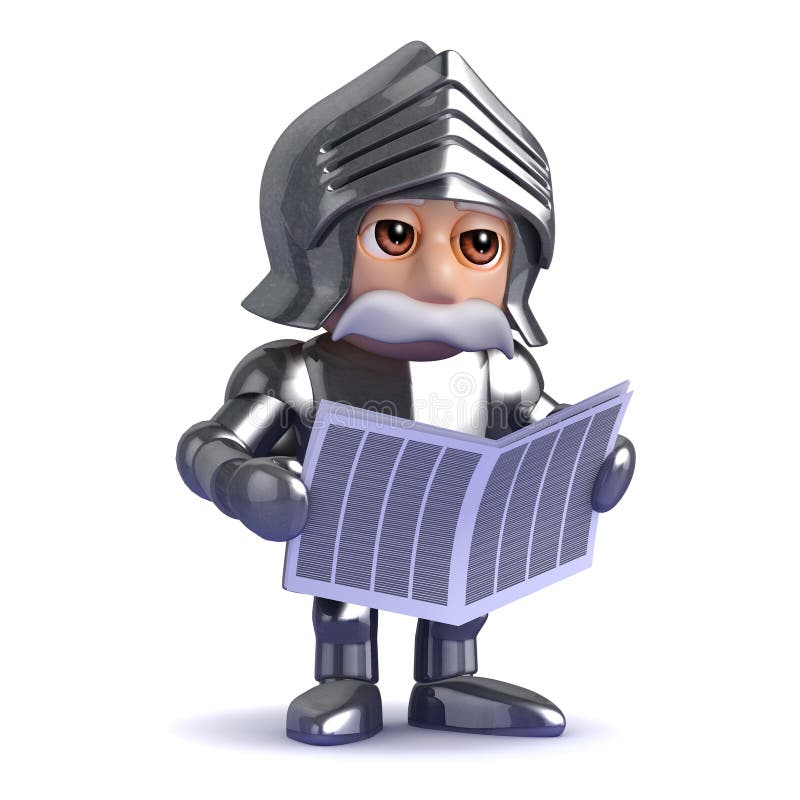 Noble Medieval Knight in Armour Holding a Gold Question Mark Symbol, 3d ...