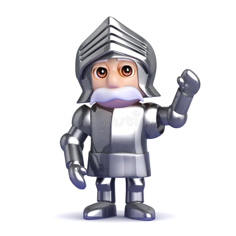 Noble Medieval Knight in Armour Holding a Gold Question Mark Symbol, 3d ...