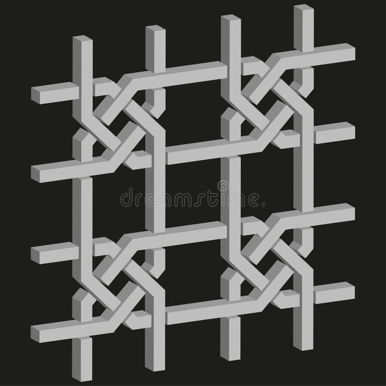 3D Knot Pattern. Interwoven Soft Shapes. Monochrome Structure Icon ...