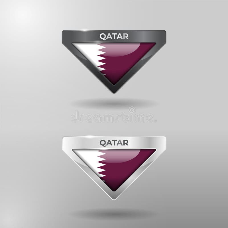 3D Label, Tag and Location Pointer Flag Nation of Qatar with Glossy ...