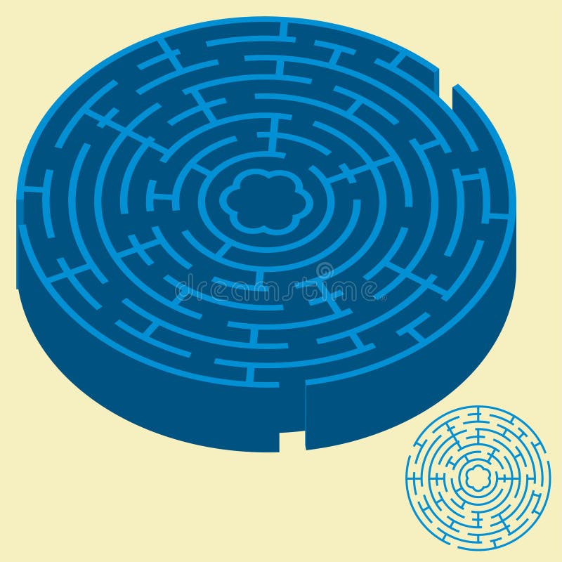 2D and 3D Labyrint in Blue. Editable Stock Illustration - Illustration ...