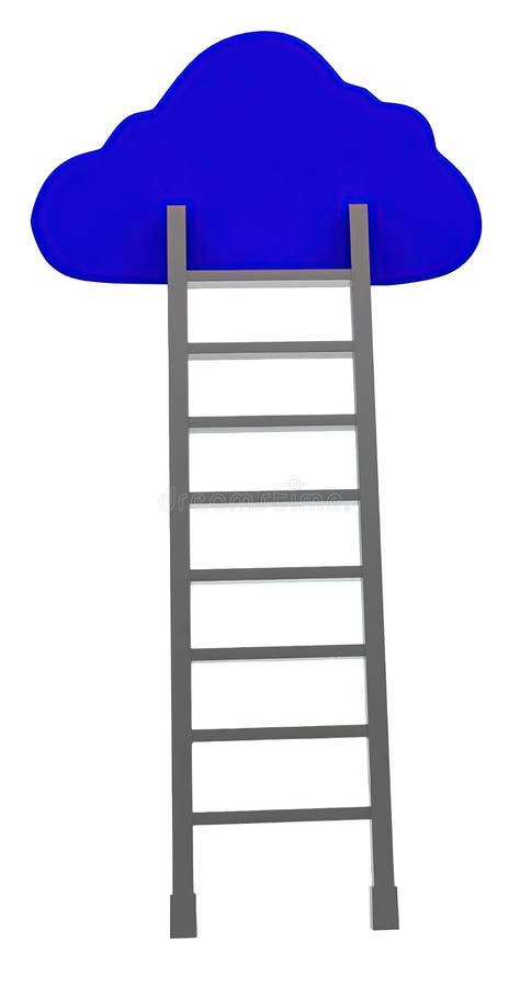 3d Ladder Connected To Cloud Concept Stock Illustration - Illustration ...