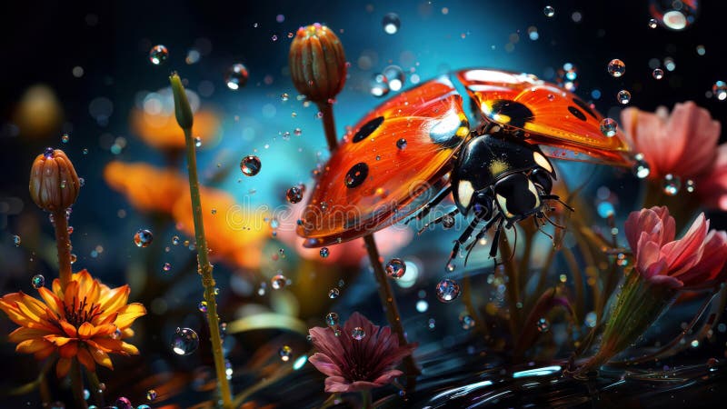 Enchanting Ladybug on Flower: Macro 3D Beauty, Generative Ai Stock ...