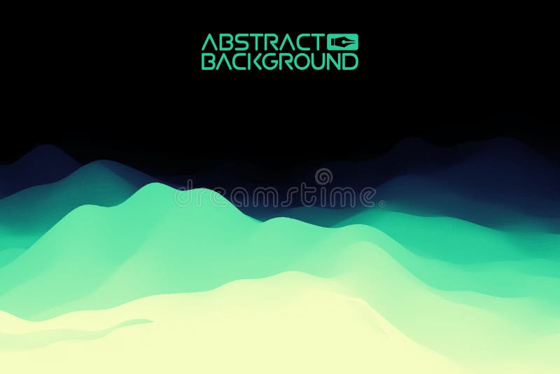 3D Landscape Background. Green To Blue Gradient Abstract Vector ...
