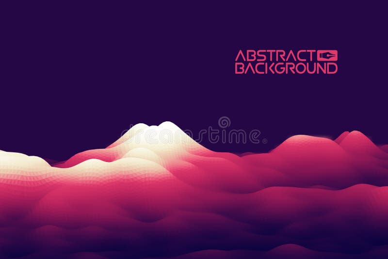 3D Landscape Background. Purple Gradient Abstract Vector Illustration ...