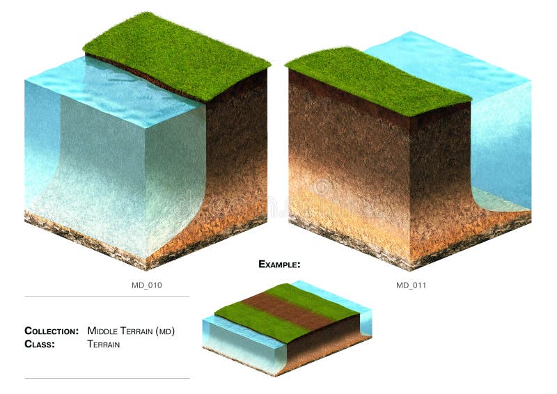 3D landscape block grass stock illustration. Illustration of plan ...