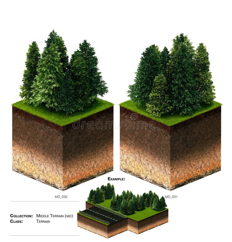 3D landscape block grass stock illustration. Illustration of block ...