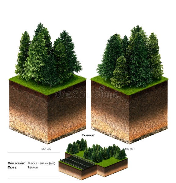 3D landscape block grass stock illustration. Illustration of block ...