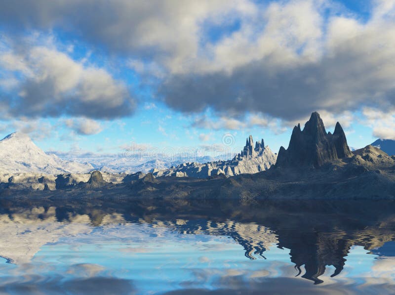 Fantasy Ice Planet Environment Stock Illustration - Illustration of ...