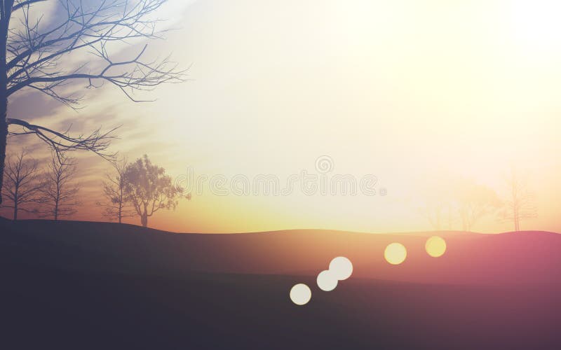 3D Landscape with Retro Effect Stock Illustration - Illustration of ...