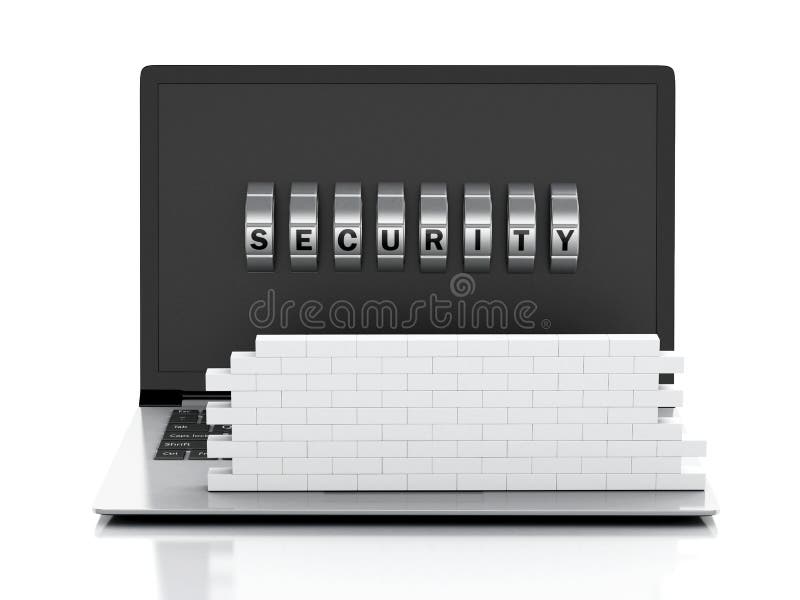 Laptop and Combination Lock. Data Security Concept Stock Illustration ...