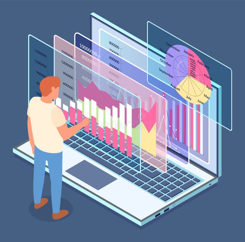 Statistics in Visual Form, Charts and Flowcharts Stock Vector ...