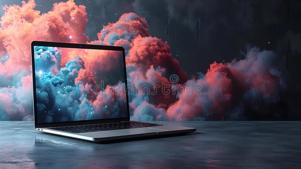 3D Laptop Cloud Data Shielded by Cyber Security for Data Protection ...