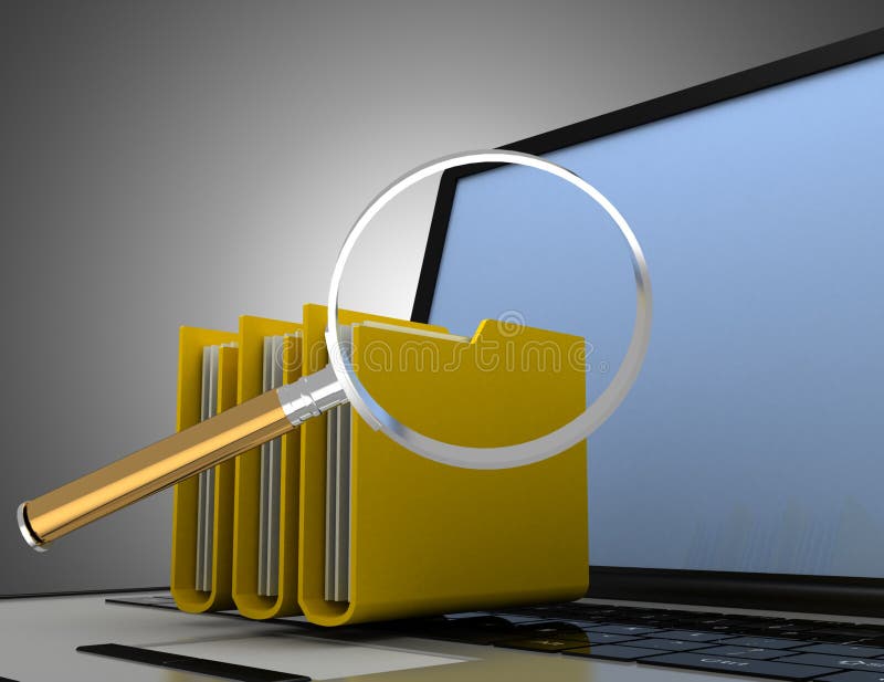 Laptop and Files Concept . 3d Illustration Stock Illustration ...