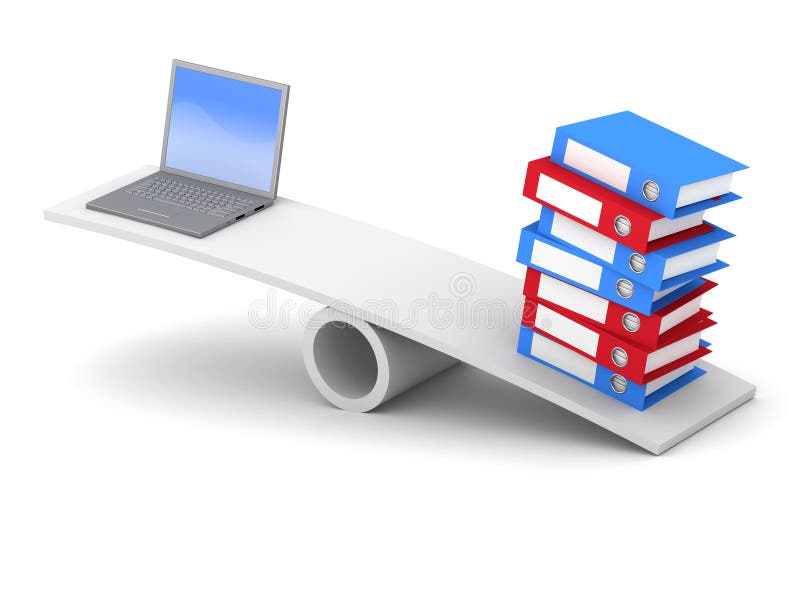 Balance with Laptop and Brain Stock Illustration - Illustration of ...