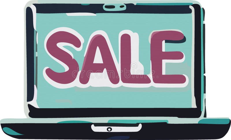 3D Laptop Notebook Computer with SALE Text Online Shopping, Vector ...