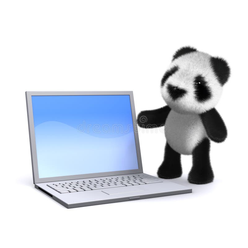 3d Laptop panda stock illustration. Illustration of laptop - 39407409